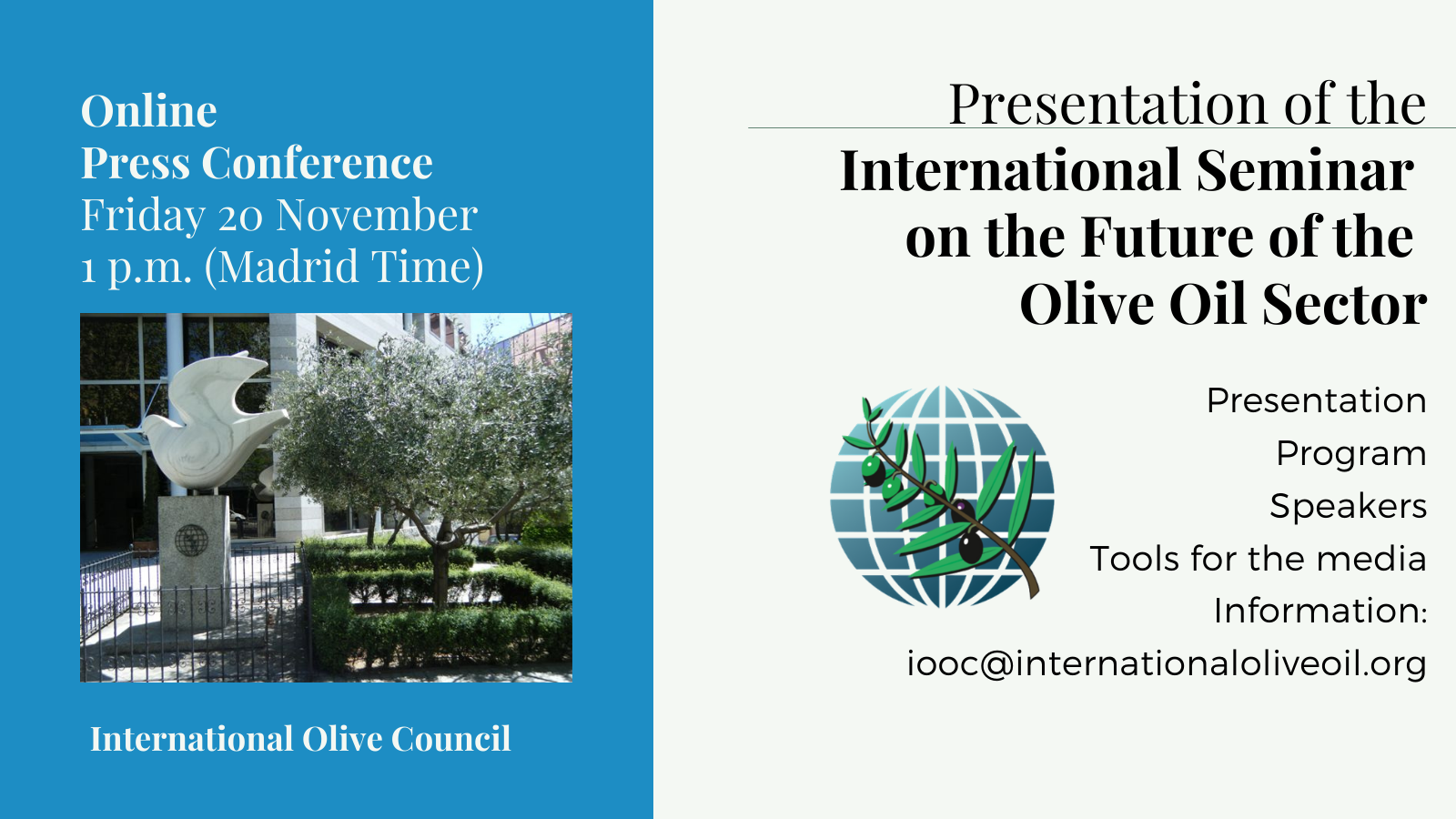 Join our press conference today - International Olive Council